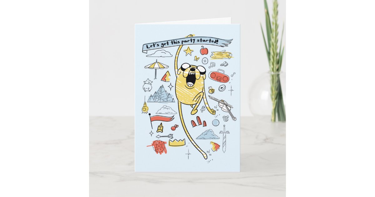 Adventure Time | "Party" Jake Sketch Card | Zazzle