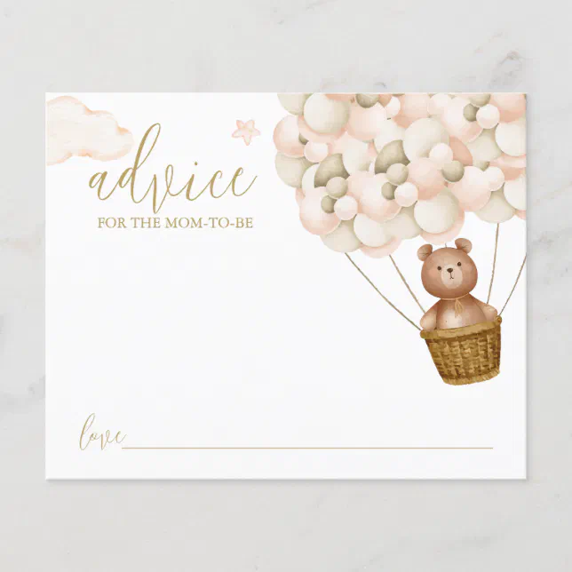 Advice For Mummy Teddy Bear Baby Shower Card | Zazzle