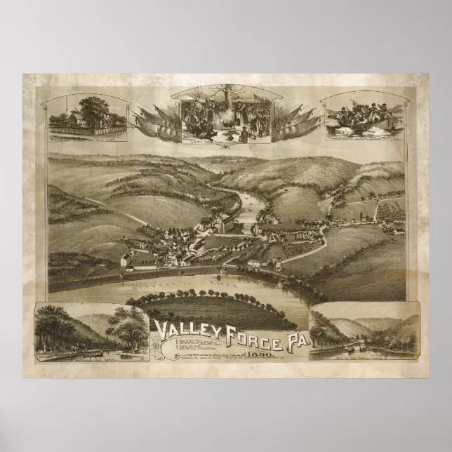 Aerial Map Valley Forge PA Pennsylvania Poster | Zazzle