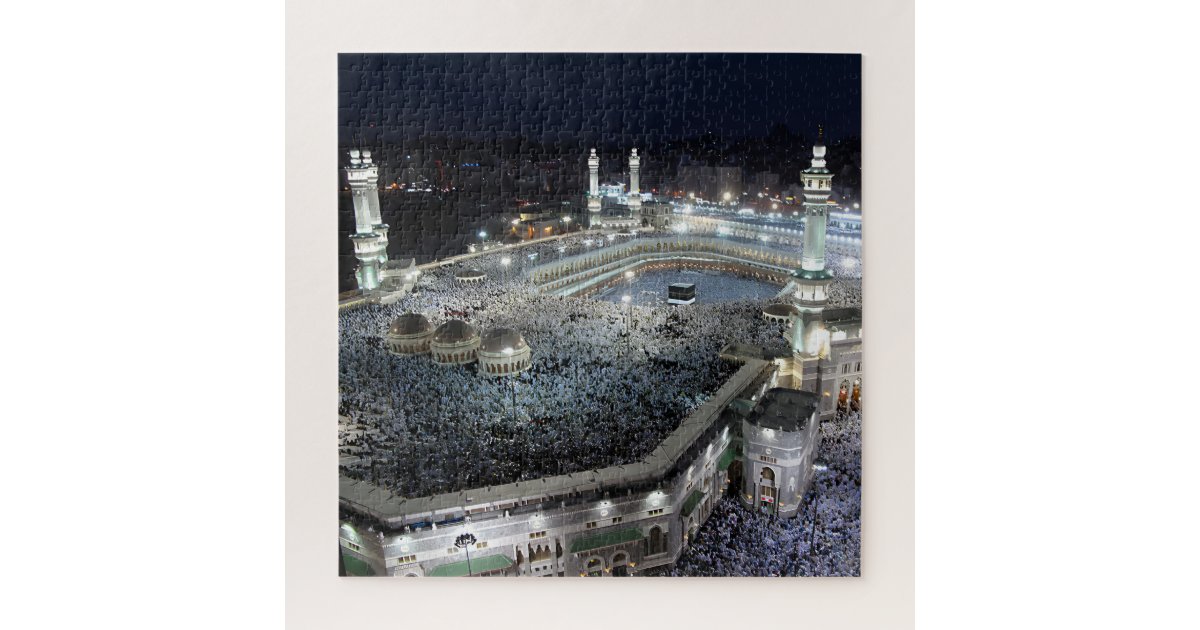 Aerial View of Hajj Pilgrims at the Kaaba, Mecca Jigsaw Puzzle | Zazzle