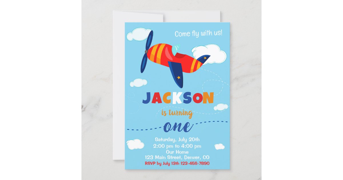 Aeroplane birthday invitation Pilot party invite | Zazzle