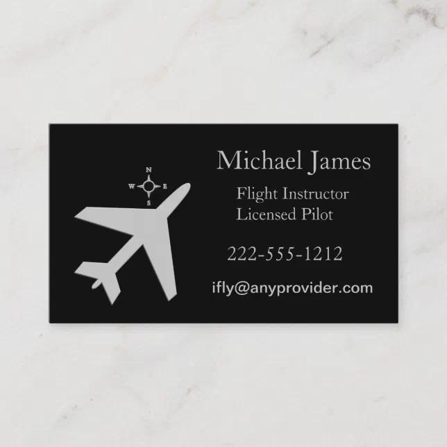Aeroplane Pilot Flight Instructor Card customise | Zazzle