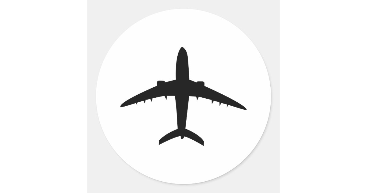 aeroplane plane aircraft icon classic round sticker | Zazzle