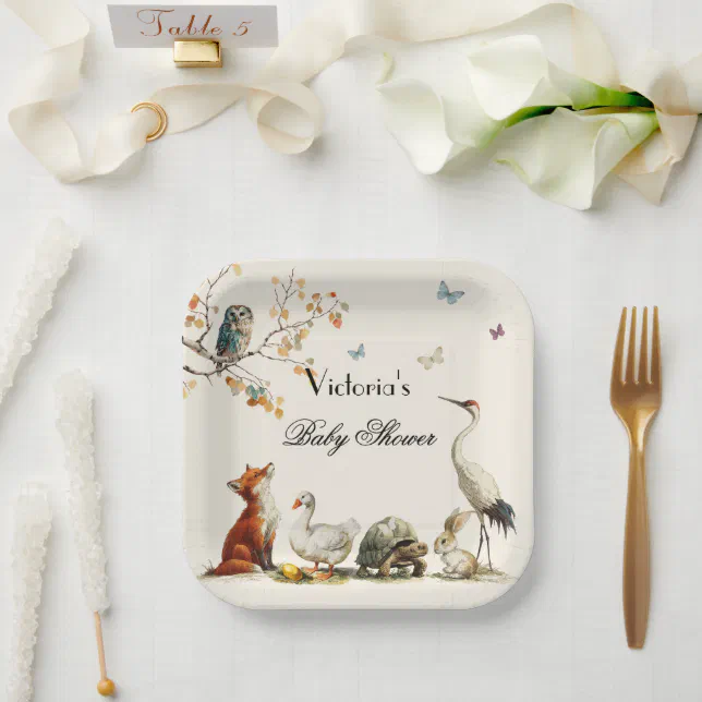 Aesop's Storybook Characters Baby Shower Paper Plate | Zazzle