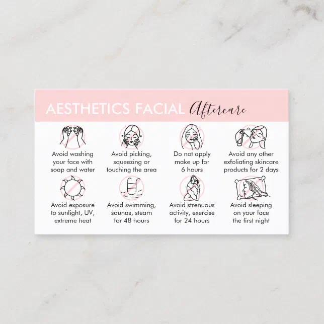 Aesthetics Facial aftercare Business Card | Zazzle
