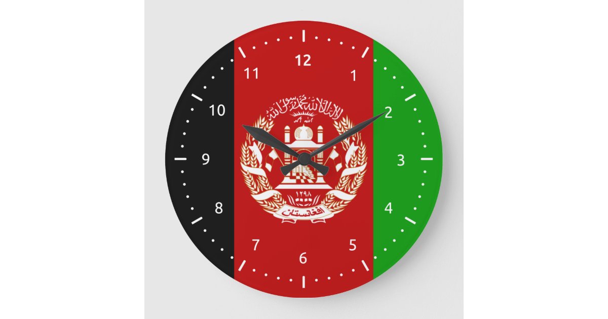 Afghan flag Wall Clocks | Zazzle