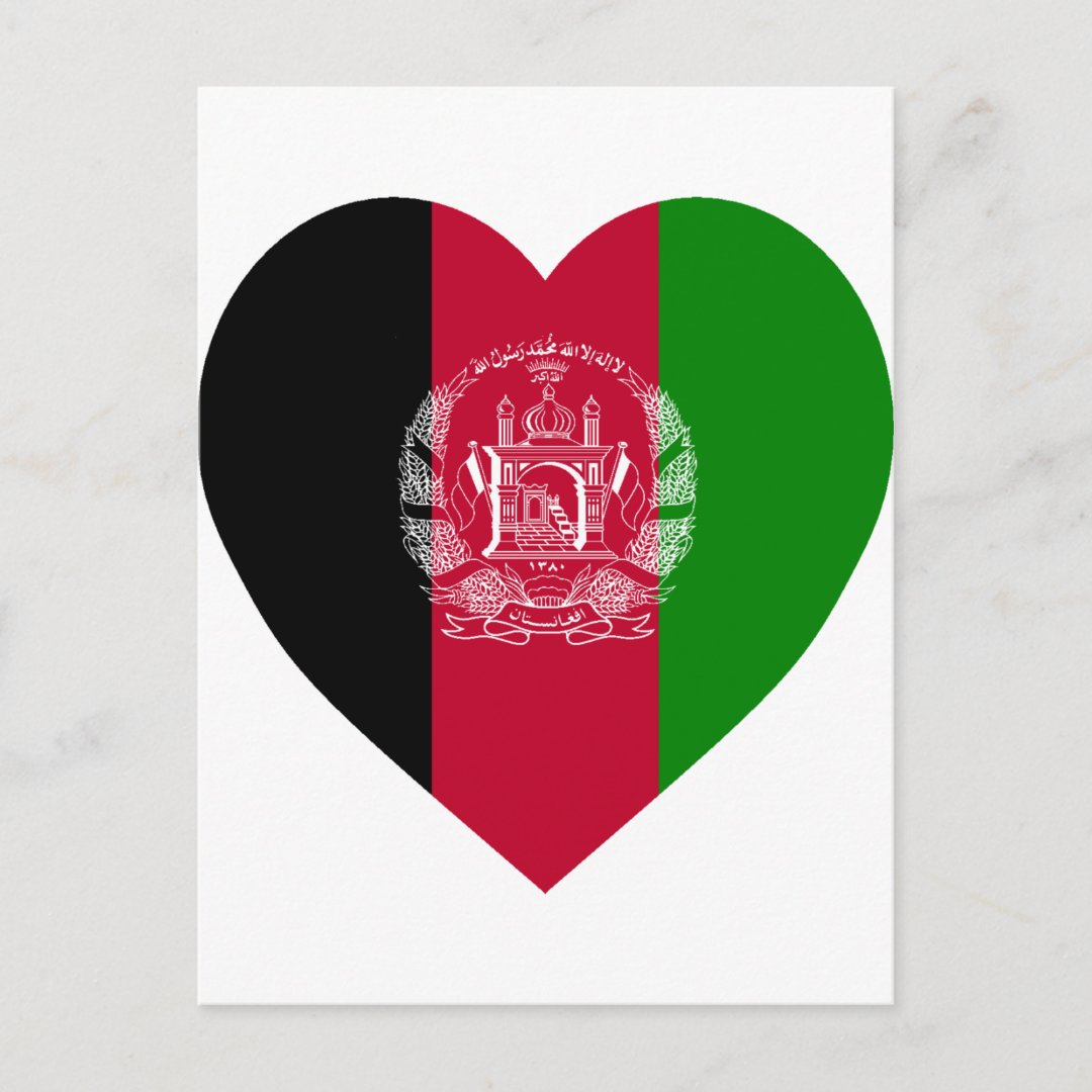 Afghanistan Flag Heart Postcard | Zazzle