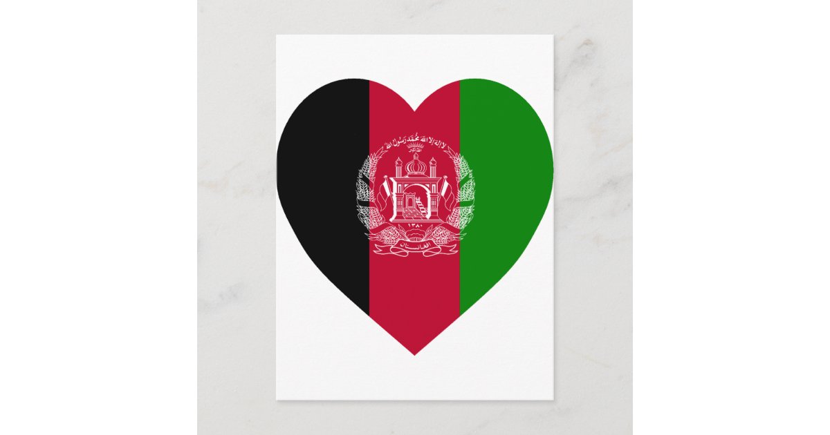 Afghanistan Flag Heart Postcard | Zazzle