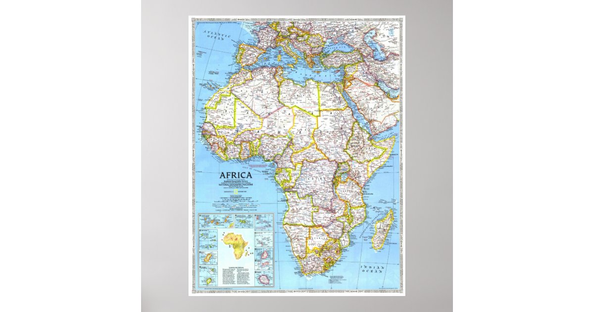 " Africa: 1990 Detailed Countries MAP ... Poster | Zazzle