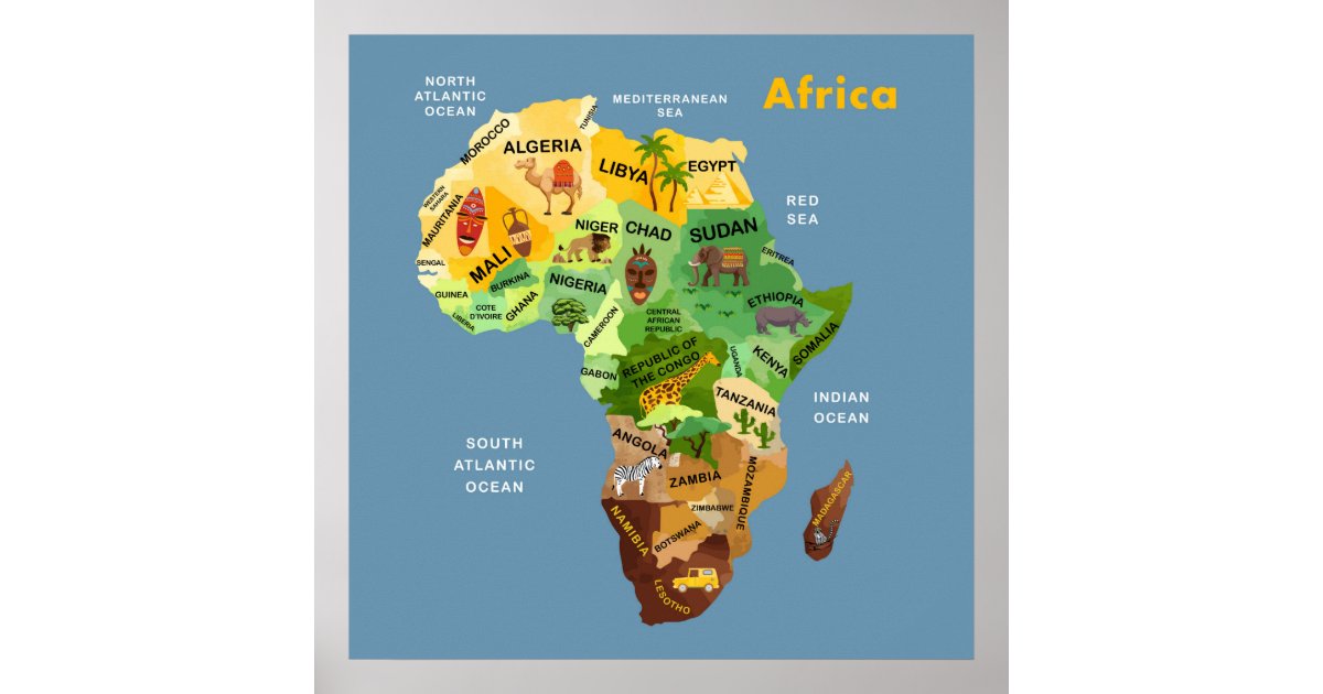 Africa Map Artwork Poster | Zazzle