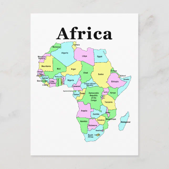 Africa - Political Map Postcard | Zazzle