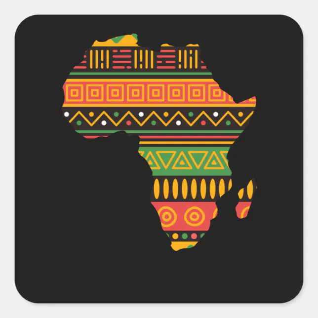 Africa Silhouette Black Afro Pride African Square Sticker | Zazzle