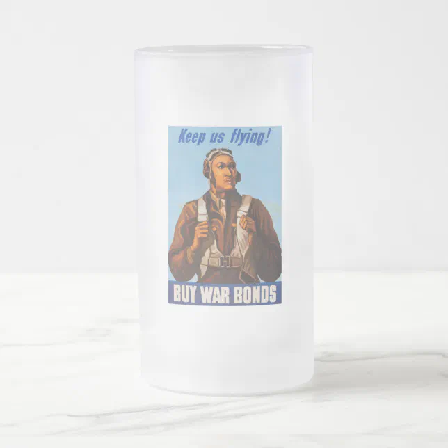 African American Aviators Fighter Pilots of WW2 Frosted Glass Beer Mug ...