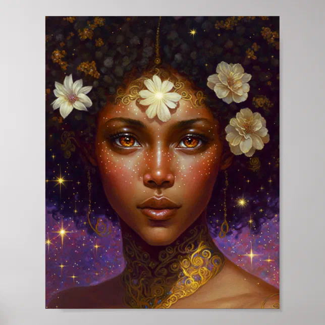 African American Black Goddess Queen Fantasy Art P Poster | Zazzle