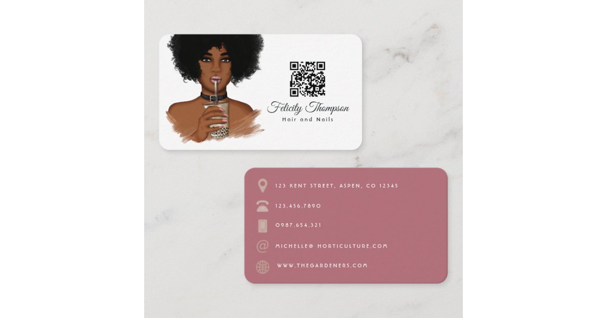 African American Hairdresser QR Code Business Card | Zazzle