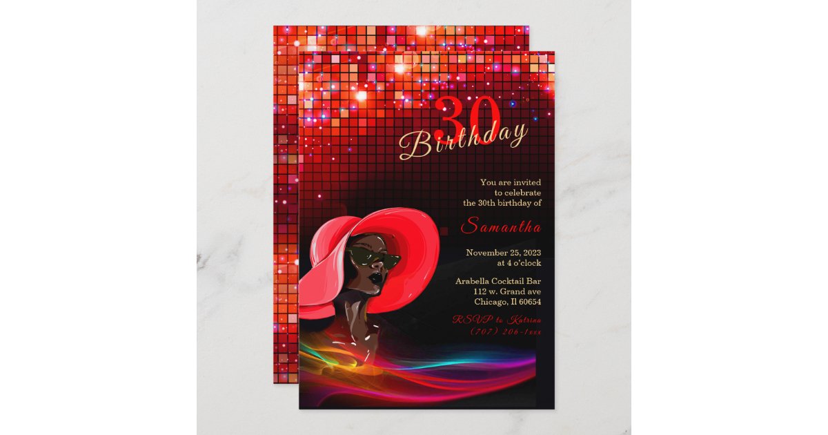 African American Woman Birthday Invitation | Zazzle