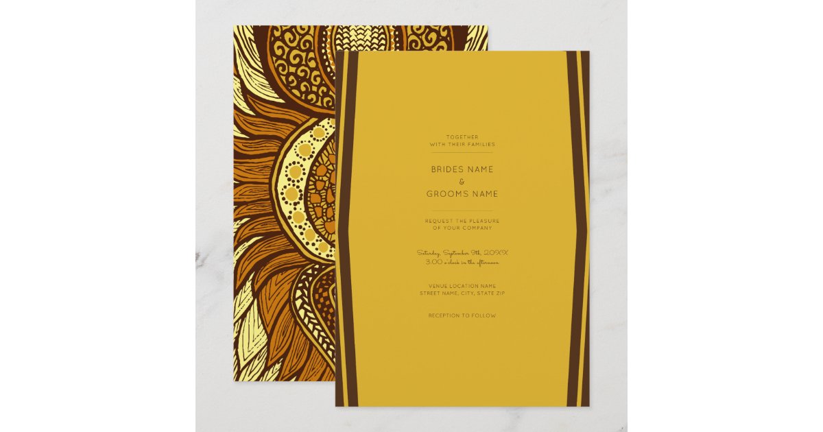African Ankara Yellow Gold Floral Wedding Invite | Zazzle