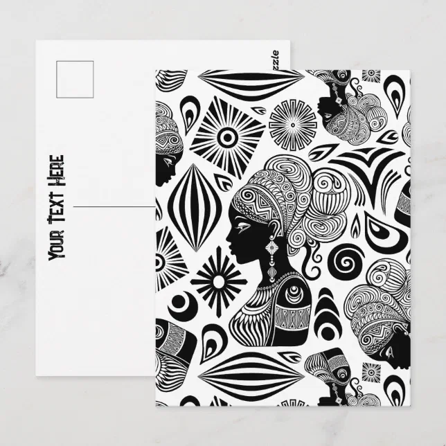 African Girl Portrait Tribal Tattoo Postcard | Zazzle