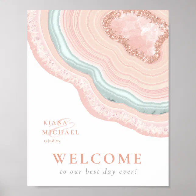 Agate Geode Glitter Welcome Rose Gold ID647 Poster | Zazzle