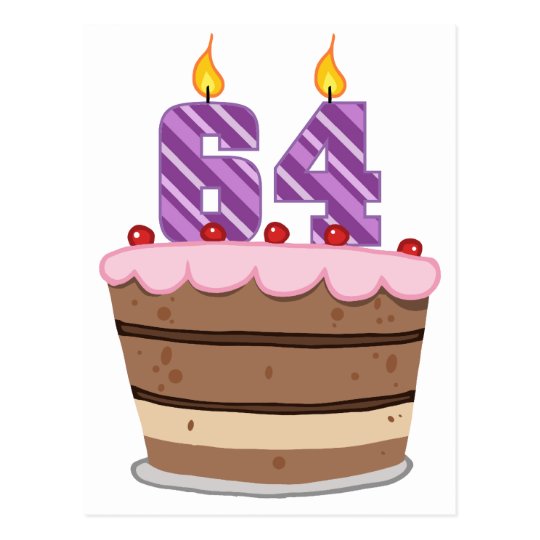 Age 64 on Birthday Cake Postcard | Zazzle.co.uk
