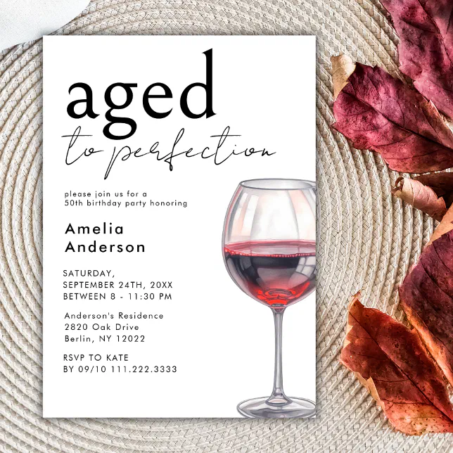 Aged To Perfection Simply Wine Any Birthday Party Invitation | Zazzle
