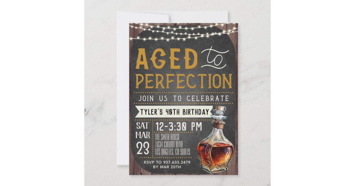 Aged To Perfection Whiskey Birthday Invitation Zazzle