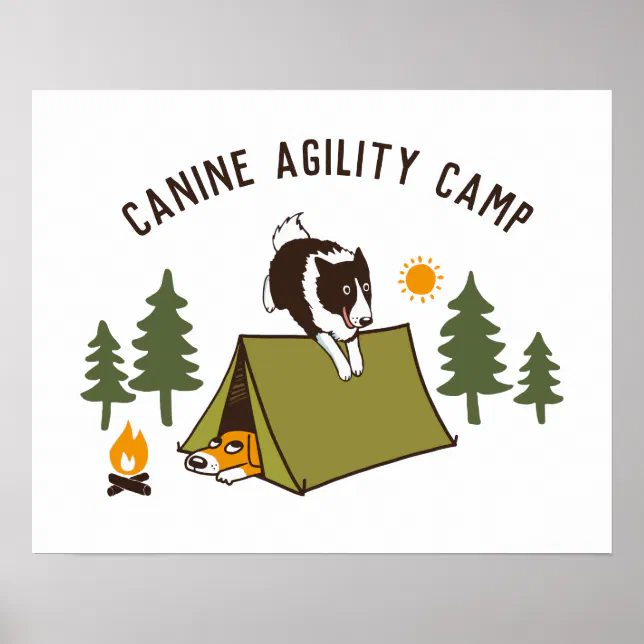 Agility Dog Cute Border Collie Camp Custom Poster | Zazzle