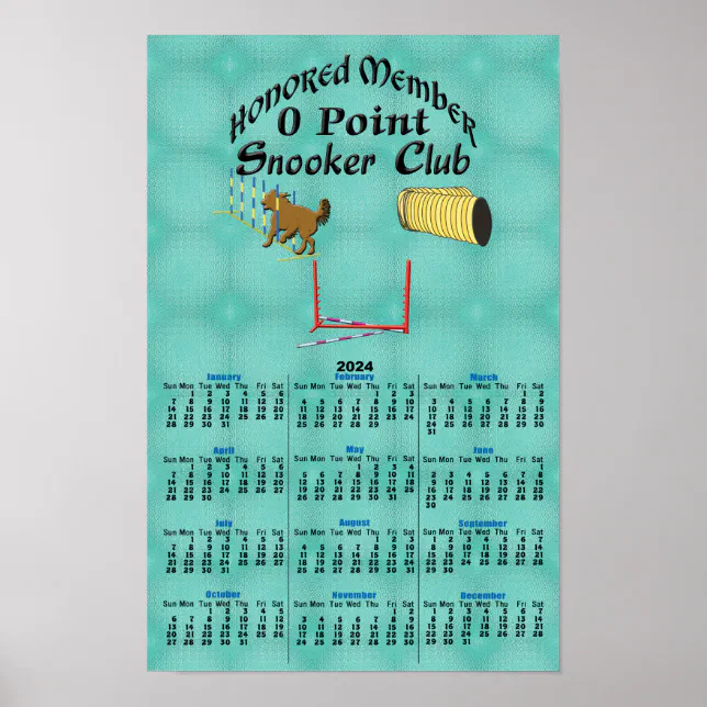 Agility - Zero Point Snooker Club 2024 Calendar Poster | Zazzle