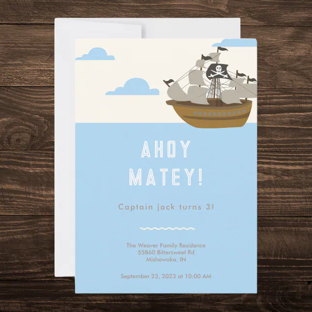 Ahoy Matey Pirate-Themed Birthday Invitation | Zazzle