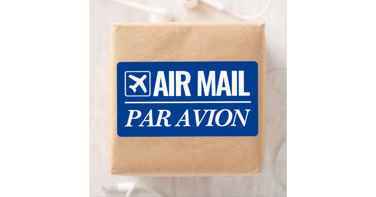 Air Mail / Par Avion big blue shipping labels | Zazzle