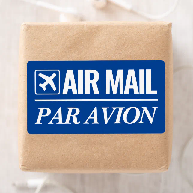 Air Mail / Par Avion big blue shipping labels | Zazzle