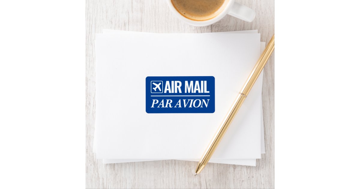 Air Mail / Par Avion small blue postal labels | Zazzle