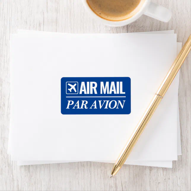 Air Mail / Par Avion small blue postal labels | Zazzle