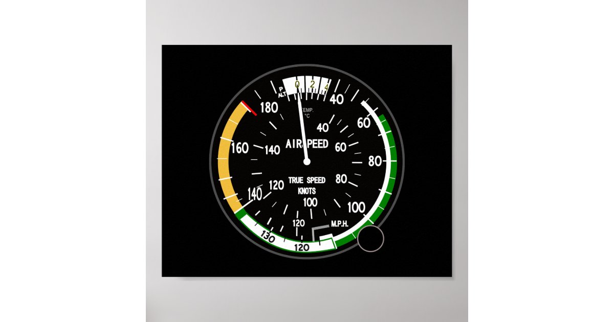 Aircraft Airspeed Indicator Flight Instrument Poster | Zazzle