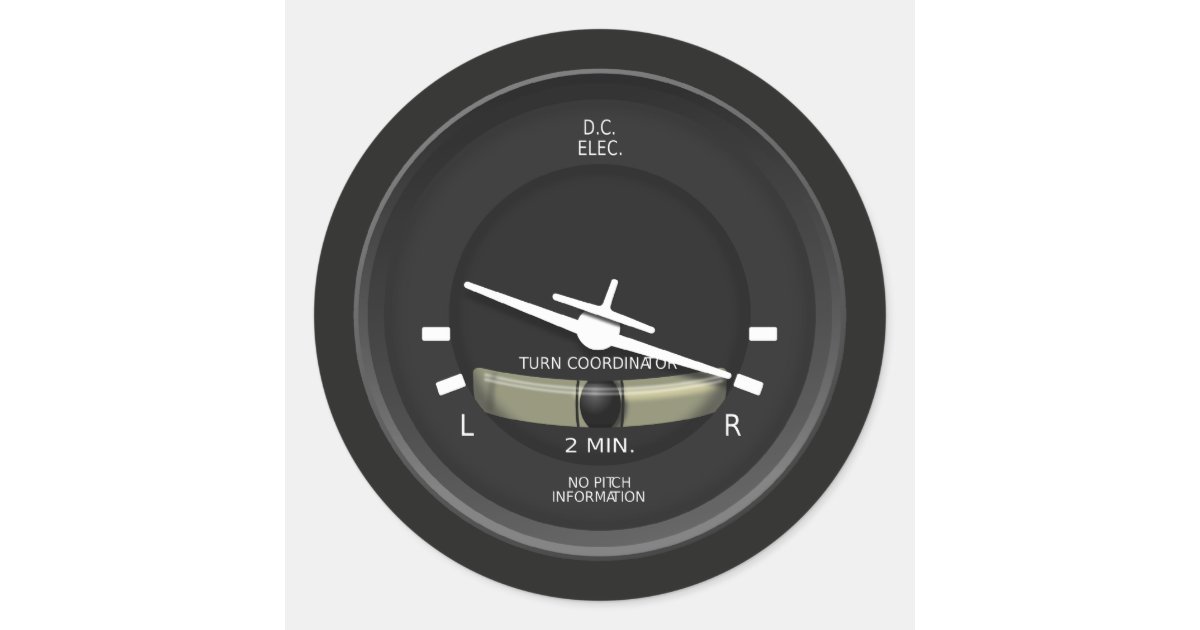 Aircraft Turn Coordinator Instrument Classic Round Sticker | Zazzle