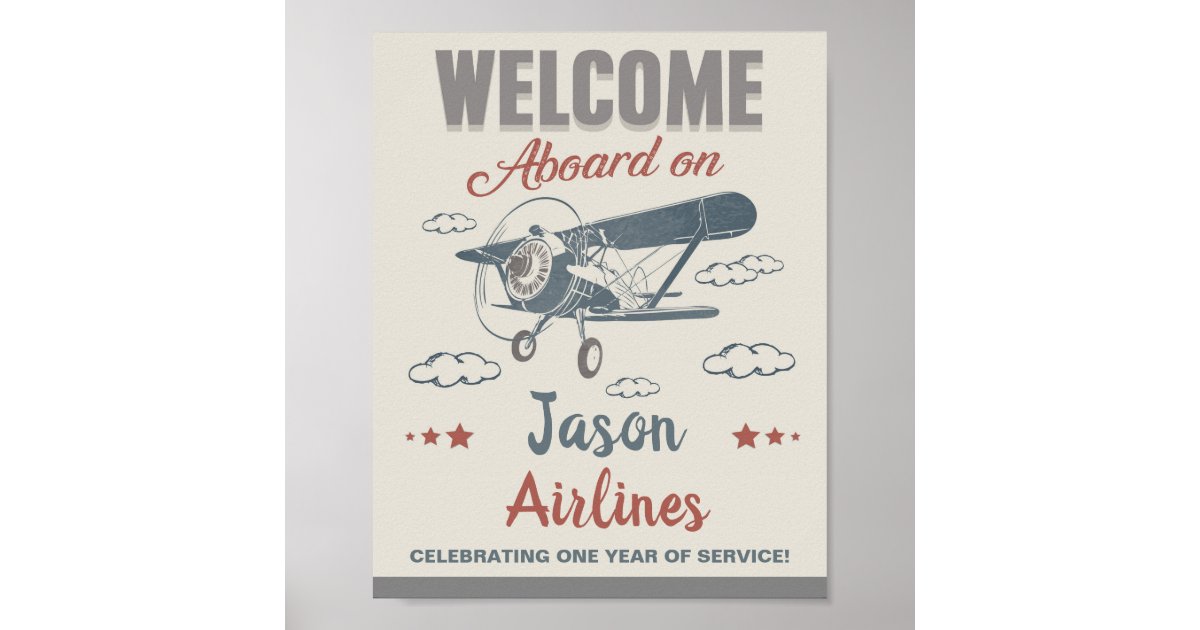 Airplane Welcome sign - Vintage Airplane Poster | Zazzle
