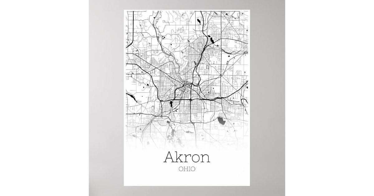 Akron Map - Ohio - City Map Poster | Zazzle