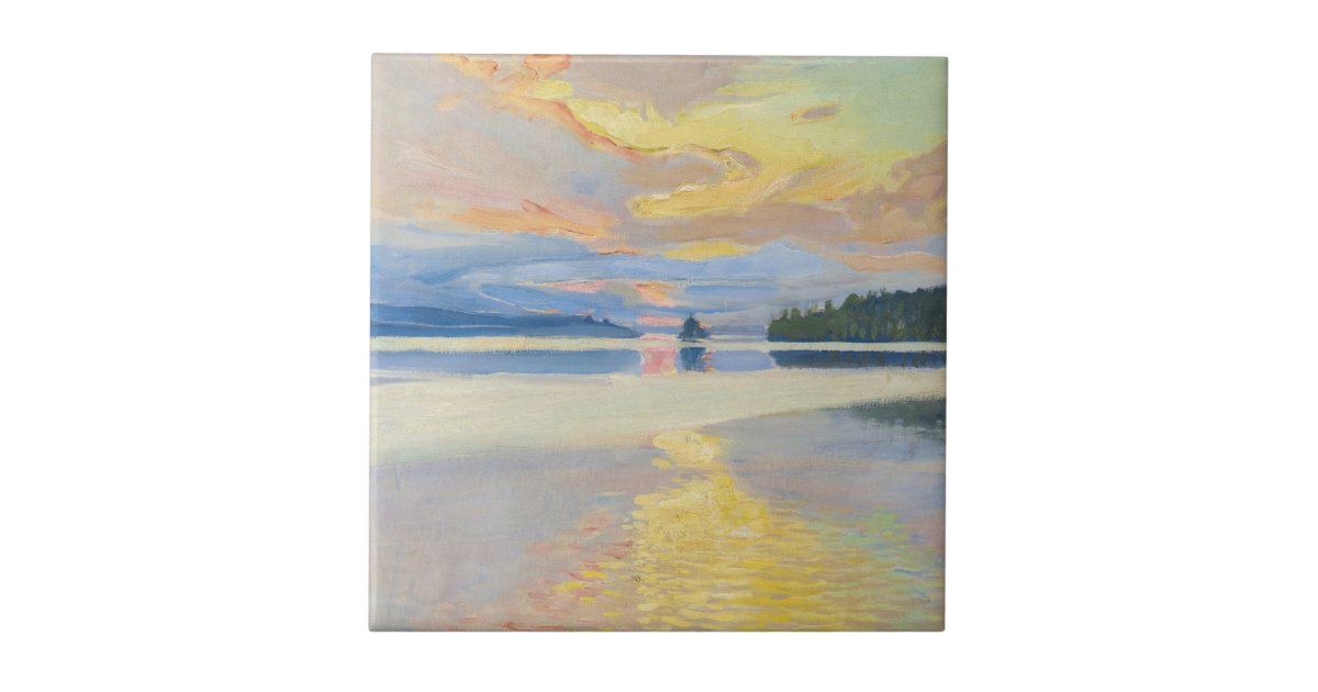 Akseli Gallen-Kallela - Sunset over Lake Ruovesi Tile | Zazzle