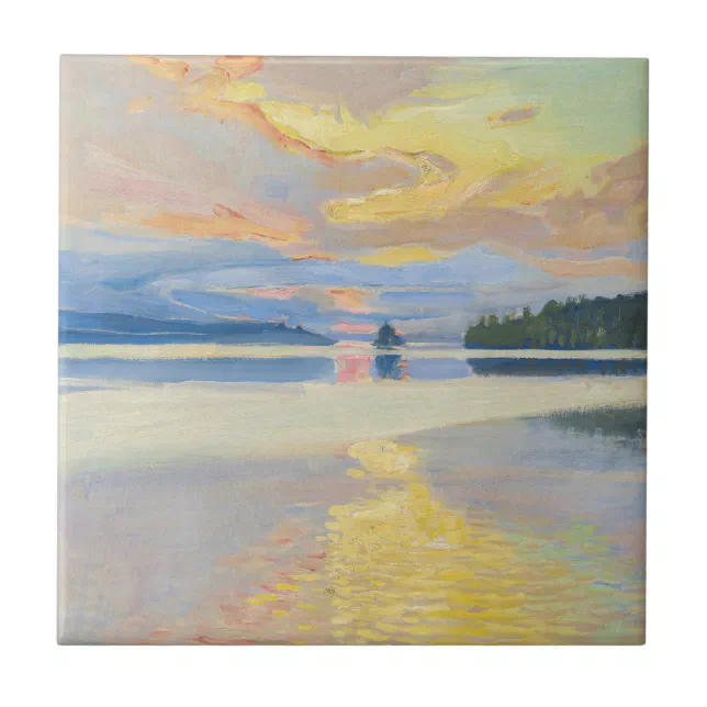 Akseli Gallen-Kallela - Sunset over Lake Ruovesi Tile | Zazzle