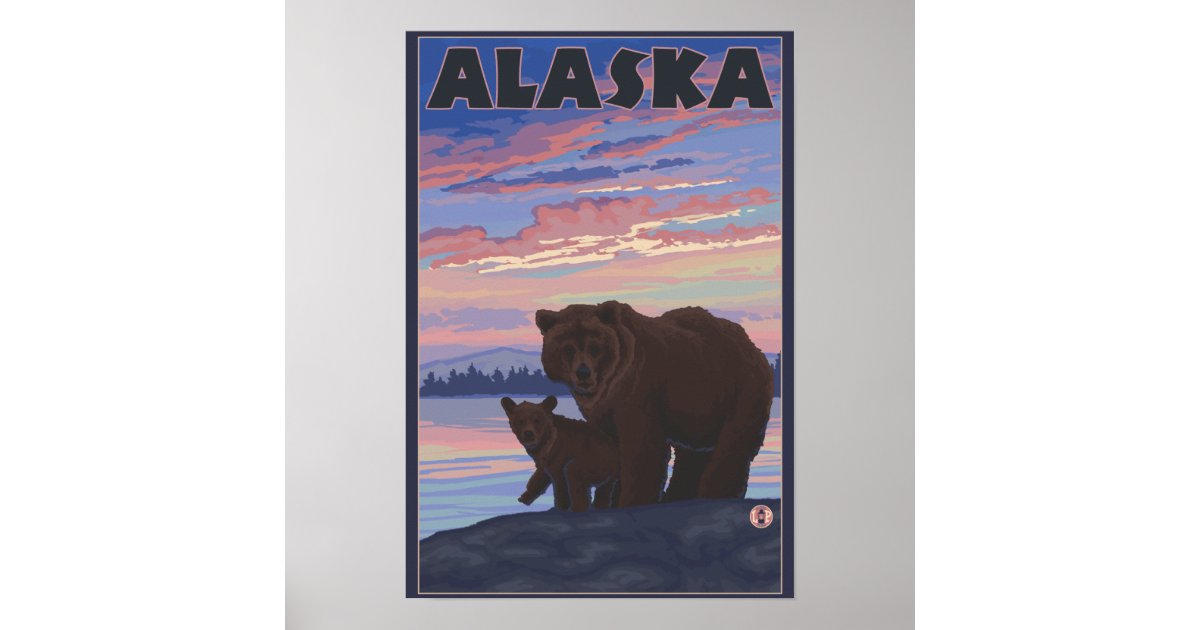 AlaskaBear and Cub Poster | Zazzle