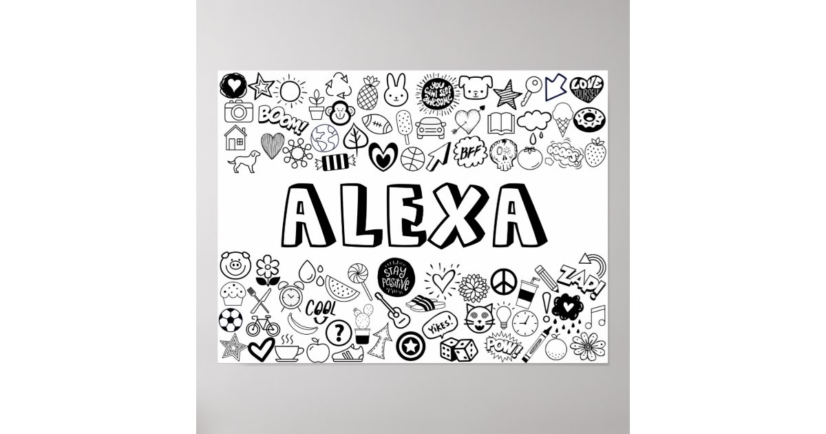 'ALEXA' Colour-it-Yourself Outline Design Poster | Zazzle