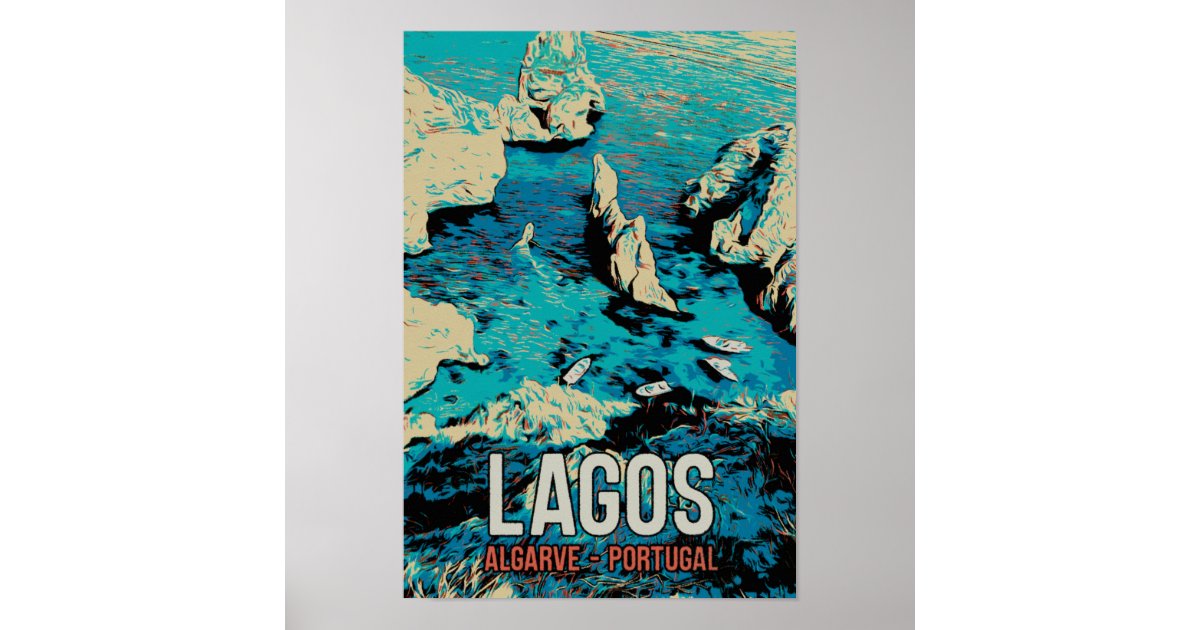 Algarve Lagos coast Portugal vintage travel Poster | Zazzle