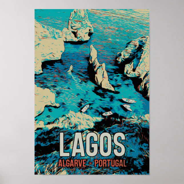 Algarve Lagos coast Portugal vintage travel Poster | Zazzle