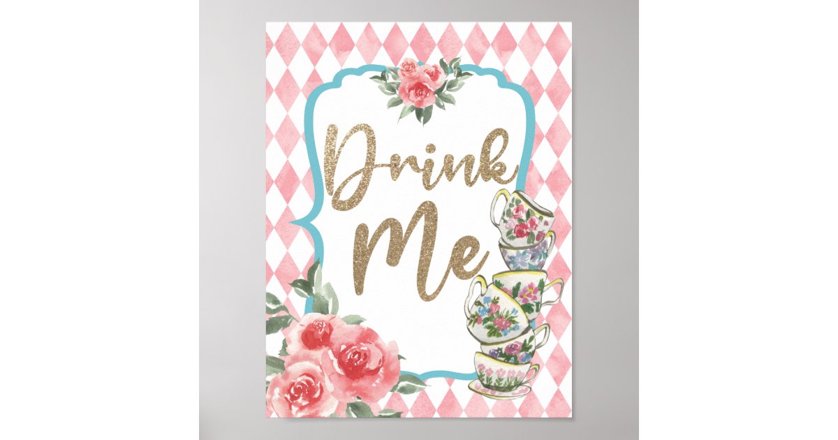 Alice in Wonderland Drink Me Poster Birthday Sign | Zazzle