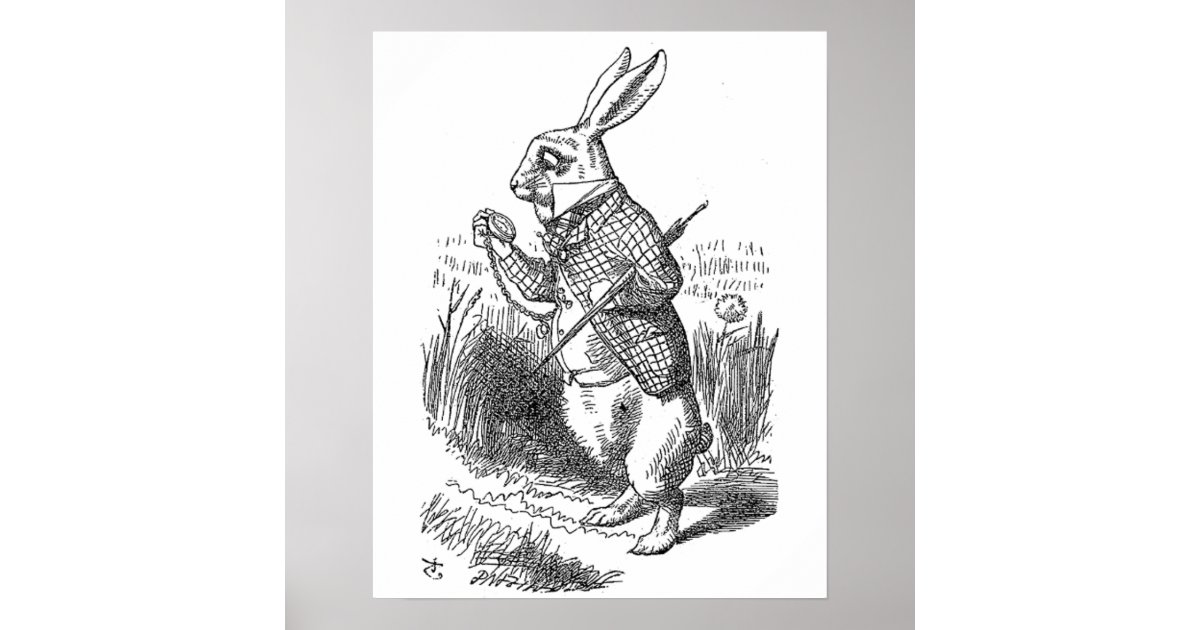 Alice in Wonderland the White Rabbit vintage Poster | Zazzle