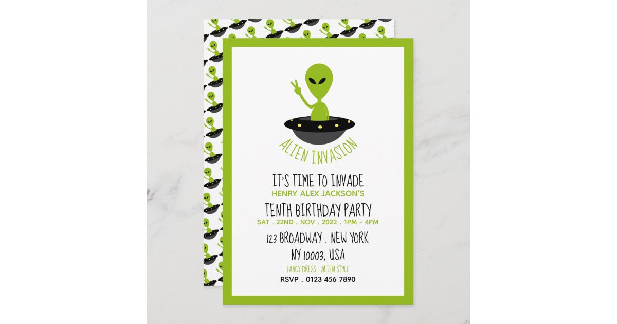 Alien Invasion, Birthday Invitation | Zazzle