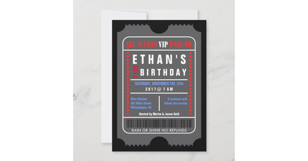 ALL ACCESS VIP PASS BIRTHDAY Invitation | Zazzle