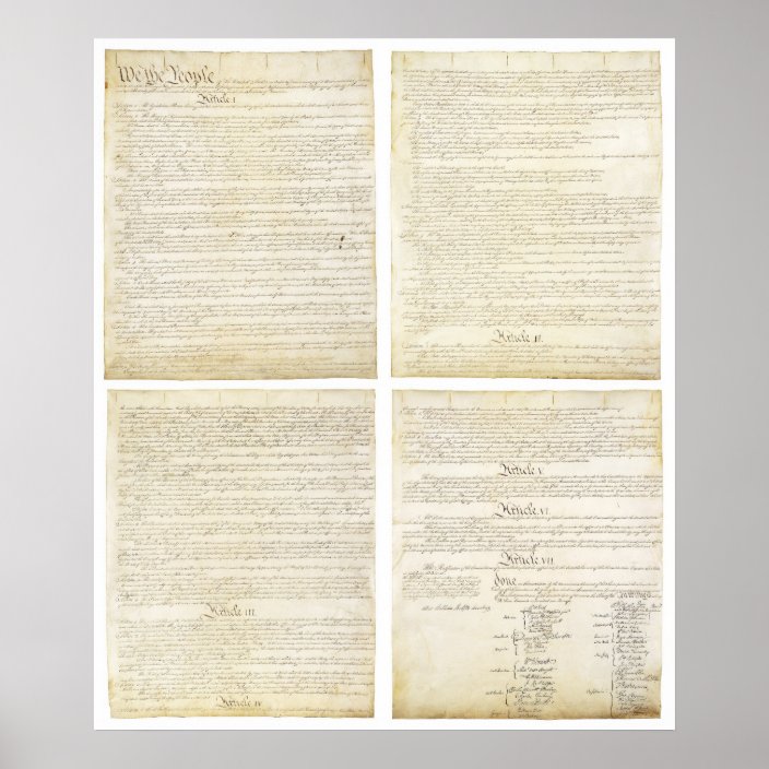 All Four ORIGINAL Pages of the U.S. Constitution Poster | Zazzle.co.uk