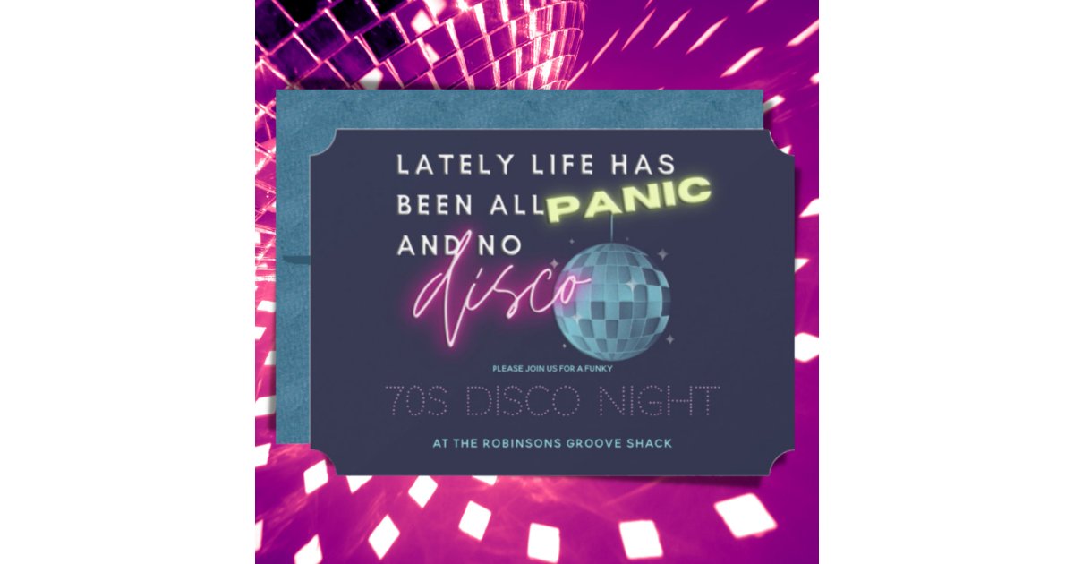 All Panic No Disco 70s Party Ticket Invitation | Zazzle