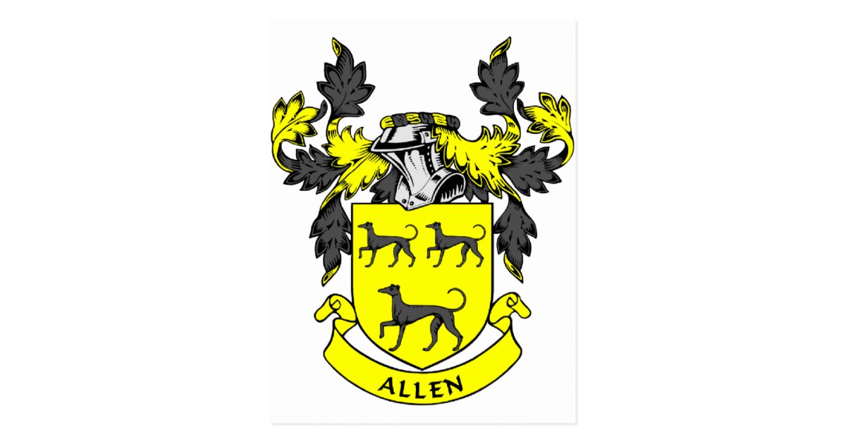 Allen Family Crest Postcard | Zazzle.co.uk